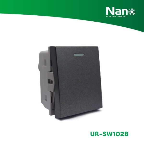 NANO สวิตช์ 1 ทาง 16A 250V ขนาด 1.5 ช่อง Urban series สีดำ (1 ชิ้น/กล่อง, 20 ชิ้น/กล่อง) รุ่น UR ...