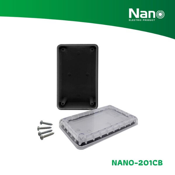 NANO กล่องกันน้ำ ขนาด 2x4x2" สีดำ(ฝาใส) (60 ชิ้น/กล่อง) รุ่น NANO-201CB ...