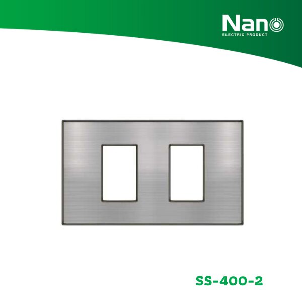 NANO แผงหน้ากากสเตนเลส พร้อมตะแกรง ขนาด 2 ช่อง Classic series (100 ชิ้น/กล่อง) รุ่น SS-400-2 ...