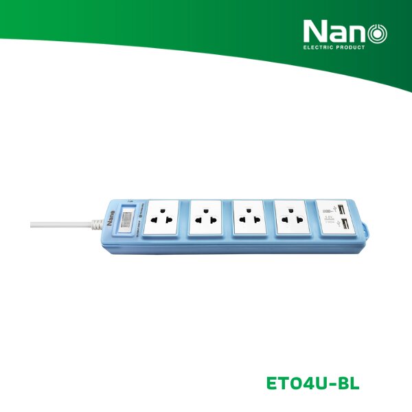 NANO ปลั๊กพ่วง 4 เต้ารับ + USB 2.1A 5V + 1 สวิตช์ 16A Nano Lite (สายยาว 5M) (1 ชิ้น/กล่อง) รุ่น ...