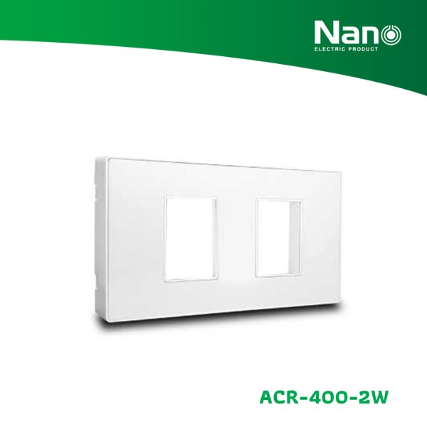 NANO แผงหน้ากากอะคริลิค พร้อมตะแกรง ขนาด 2 ช่อง Classic series สีขาว (100 ชิ้น/กล่อง) รุ่น ACR ...
