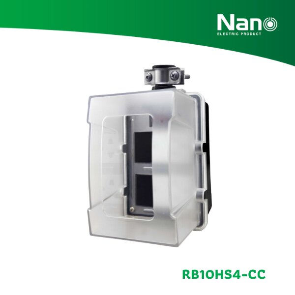 NANO บล็อคยางเปล่าใส่เต้ารับได้ 4 ช่อง + เมนสวิตช์ 10A พร้อมฝา PC กัน ...