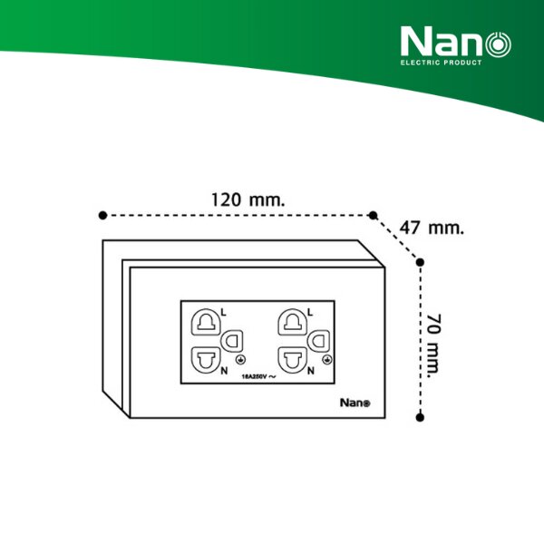 NANO ชุดฝา 3 ช่อง + ปลั๊กกราวด์คู่ และบล็อกลอยขนาด 2*4 นิ้ว Classic series สีขาว (1 ชิ้น/กล่อง ...