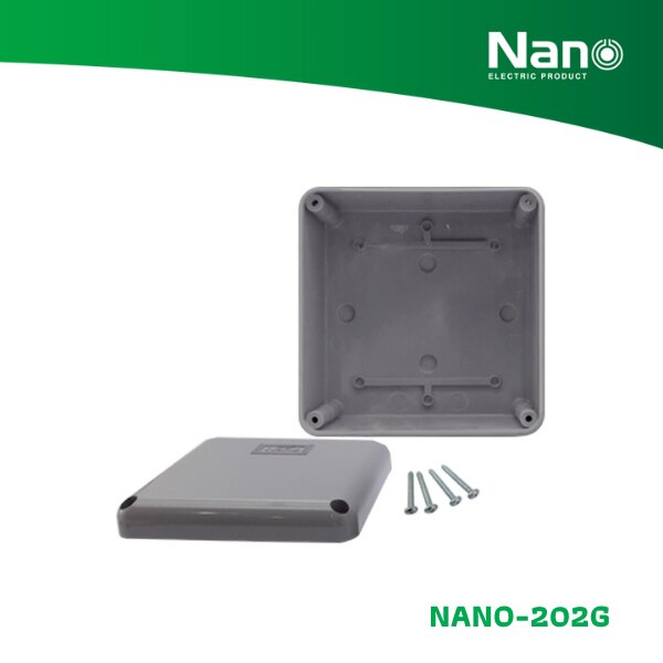 NANO กล่องกันน้ำ ขนาด 4x4x2.5" สีเทา (40 ชิ้น/กล่อง) รุ่น NANO-202G - NANO ELECTRIC PRODUCT