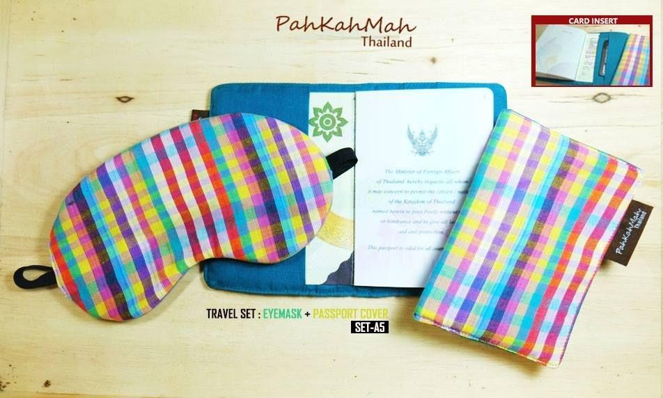 TRAVEL SET (Eye mask + Passport cover) - PAHKAHMAH THAILAND
