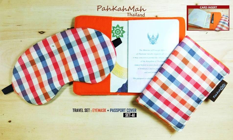 TRAVEL SET (Eye mask + Passport cover) - PAHKAHMAH THAILAND