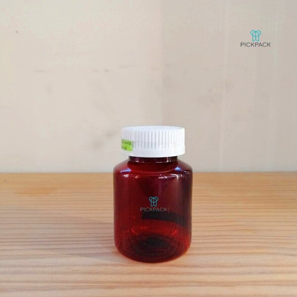 (BMD-0063:2300) ขวดยาเม็ด PET กลมอ้วน (สีชา) 150ml+ฝา Safety (Plastic ...