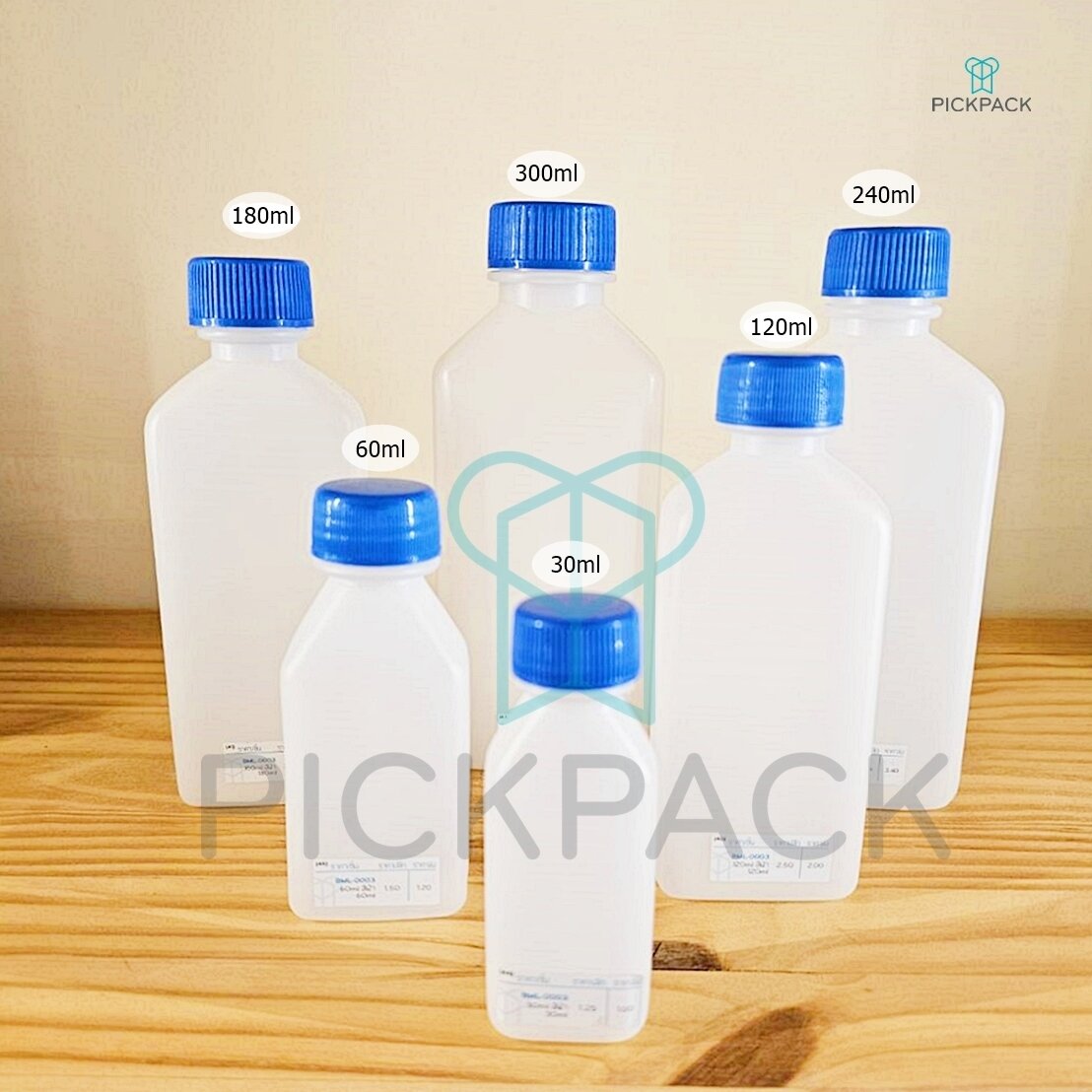 (BML-0003:42) ขวดแบนยาน้ำ 240ml สีฟ้า (Plastic bottle/Blue cap ...