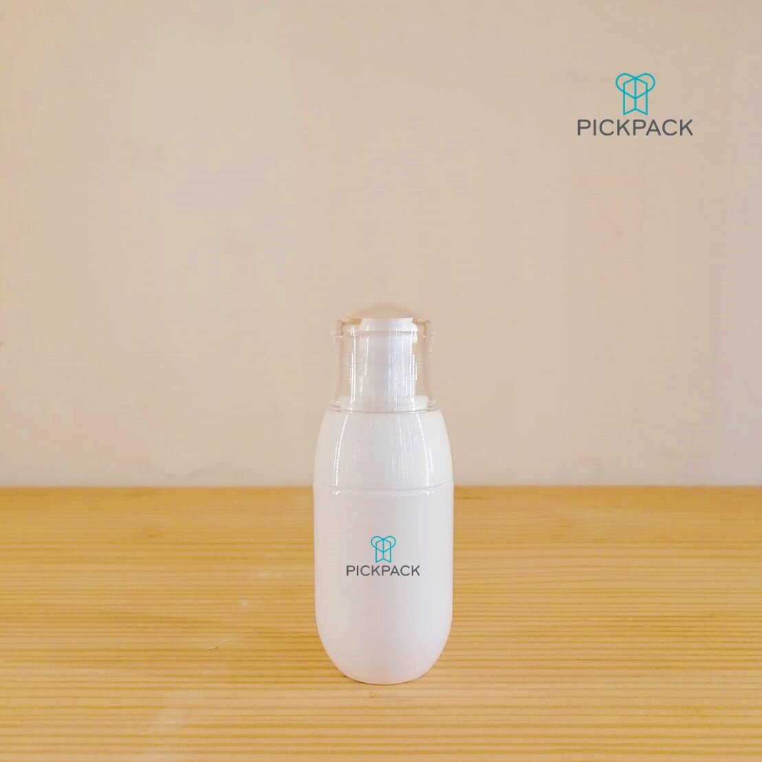 (BPT-0094:2326)ขวด PET ทรงแคปซูล + หัวปั๊มพร้อมฝาครอบ 55ml (Plastic bottle+Plastic pump ...