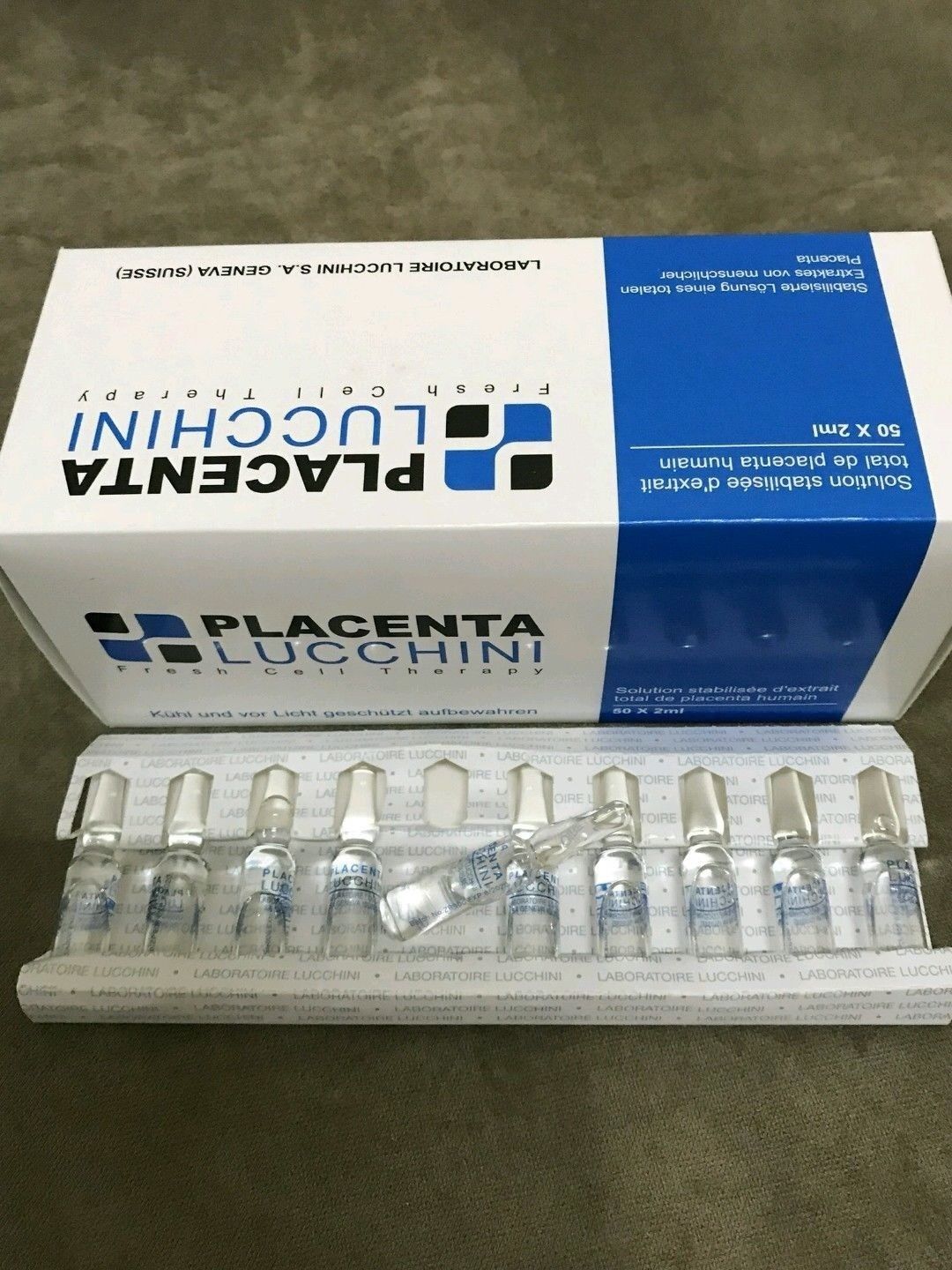 50 Amps Lucchini Human PLACENTA EXTRACT (SWITZERLAND) FreeShip + Tracking