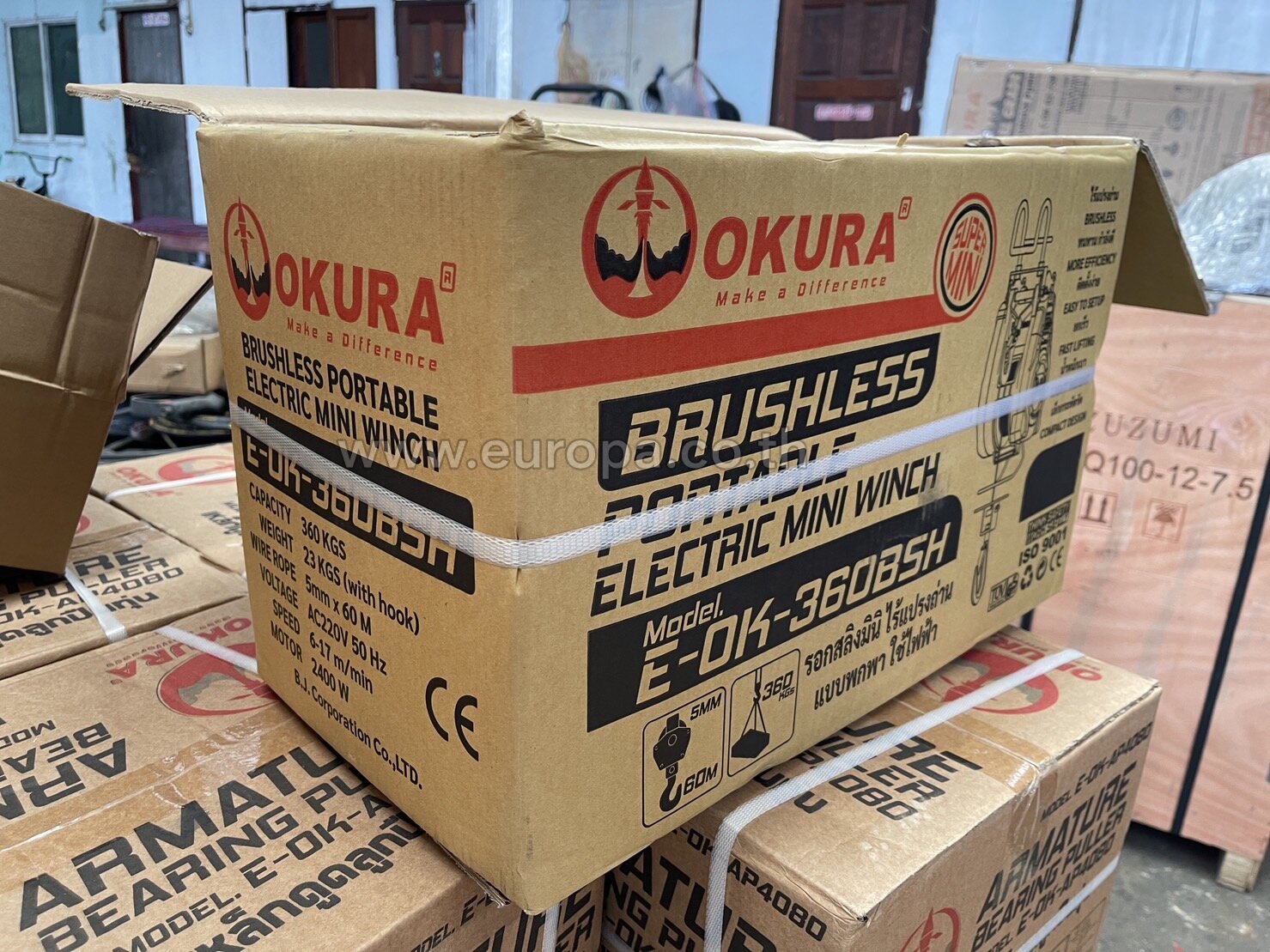 OKURA E-OK-360BSH รอกสลิงไฟฟ้า (BRUSHLESS) 360 กก. (สลิงยาว dia 5.0 มม. x 60 ม.| 2,400W.| 220V ...