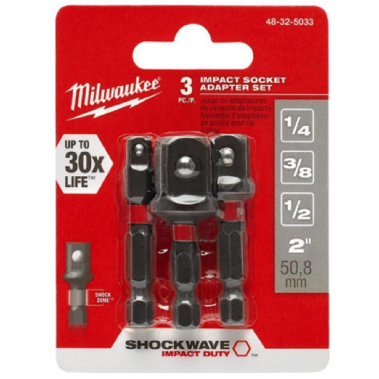 Milwaukee 48-32-5033 SET อะแดปเตอร์หัวบล็อก 3 ตัว/ชุด (129305401 ...