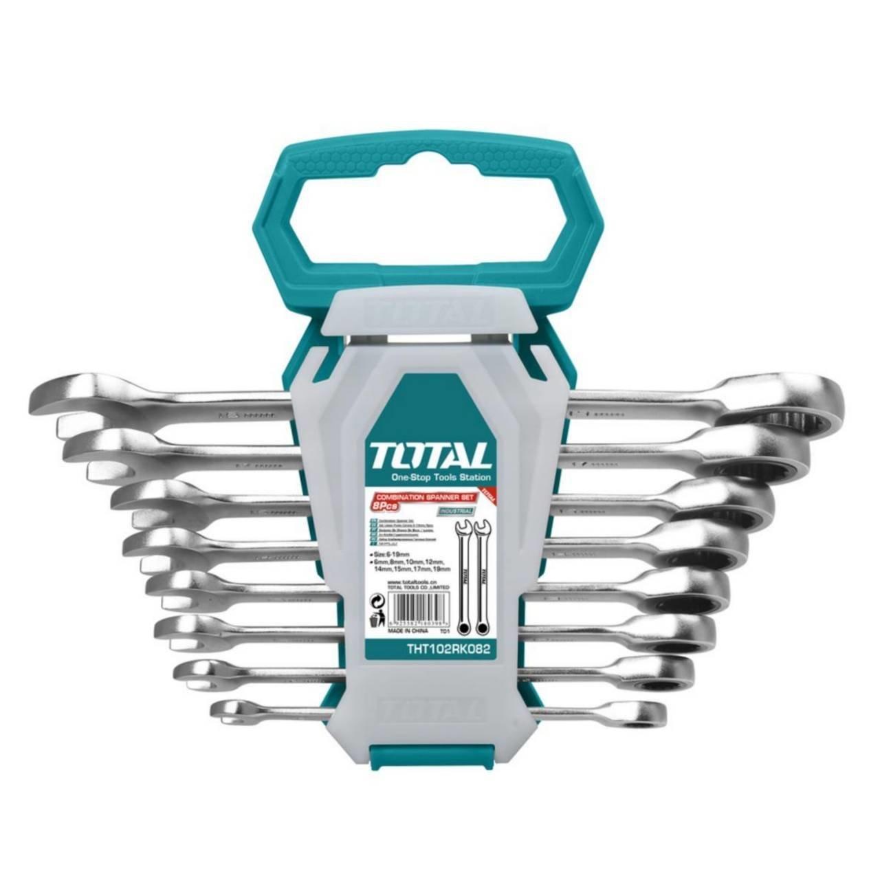 TOTAL THT-102RK086 ประแจปากตาย แหวนฟรีข้าง 8 ตัว/ชุด (เบอร์ 8-19 มม.| # 8,10,12,13,14,15,17,19 ...