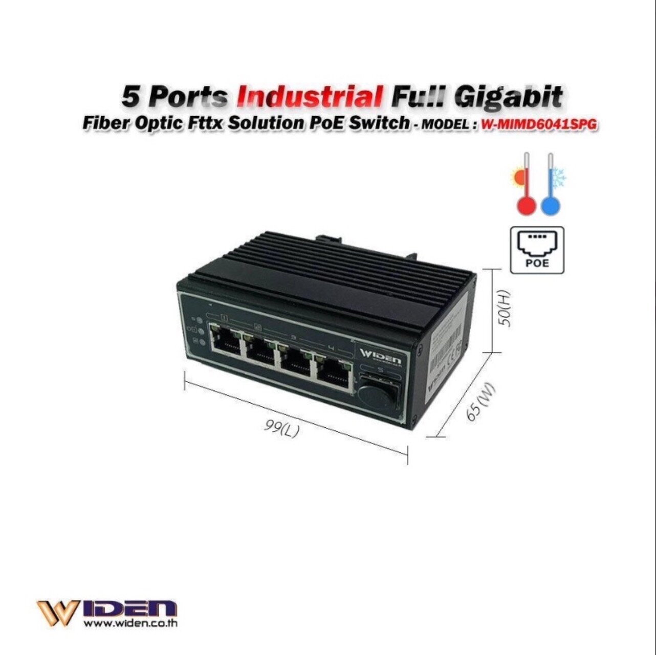 Industrial Media Converter - 4Port RJ45 PoE + SFP 1 Port(Din-Rail ...