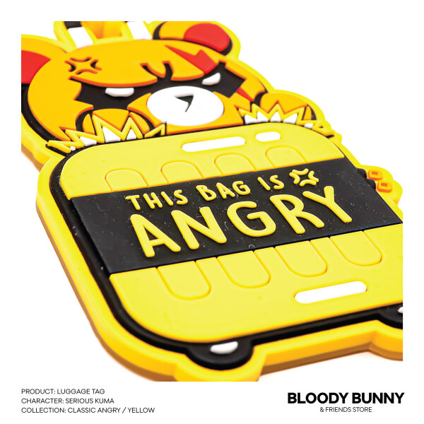 SERIOUS KUMA LUGGAGE TAG (ANGRY/YELLOW) - BLOODY BUNNY STORE