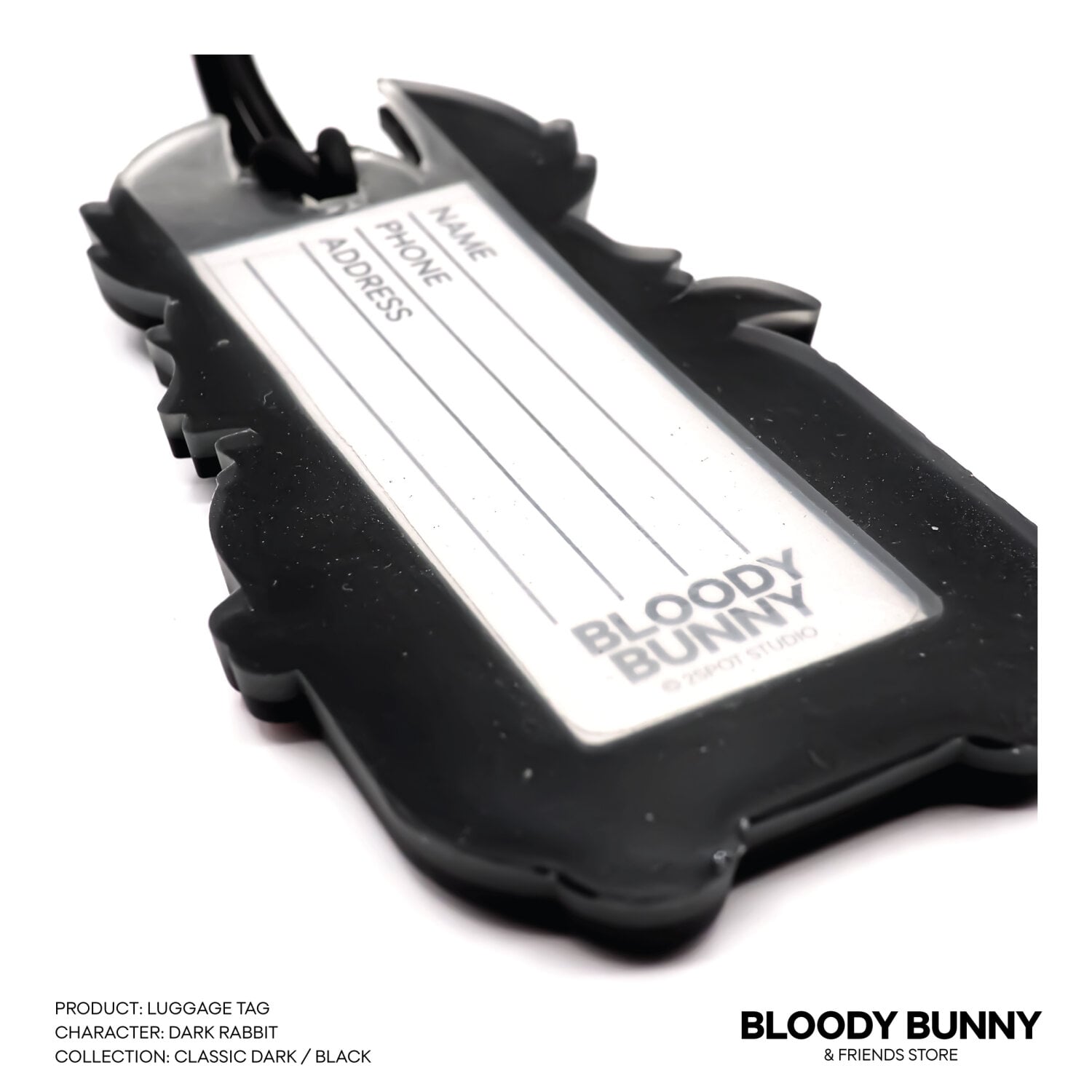 DARK RABBIT LUGGAGE TAG (DARK/BLACK) - BLOODY BUNNY STORE