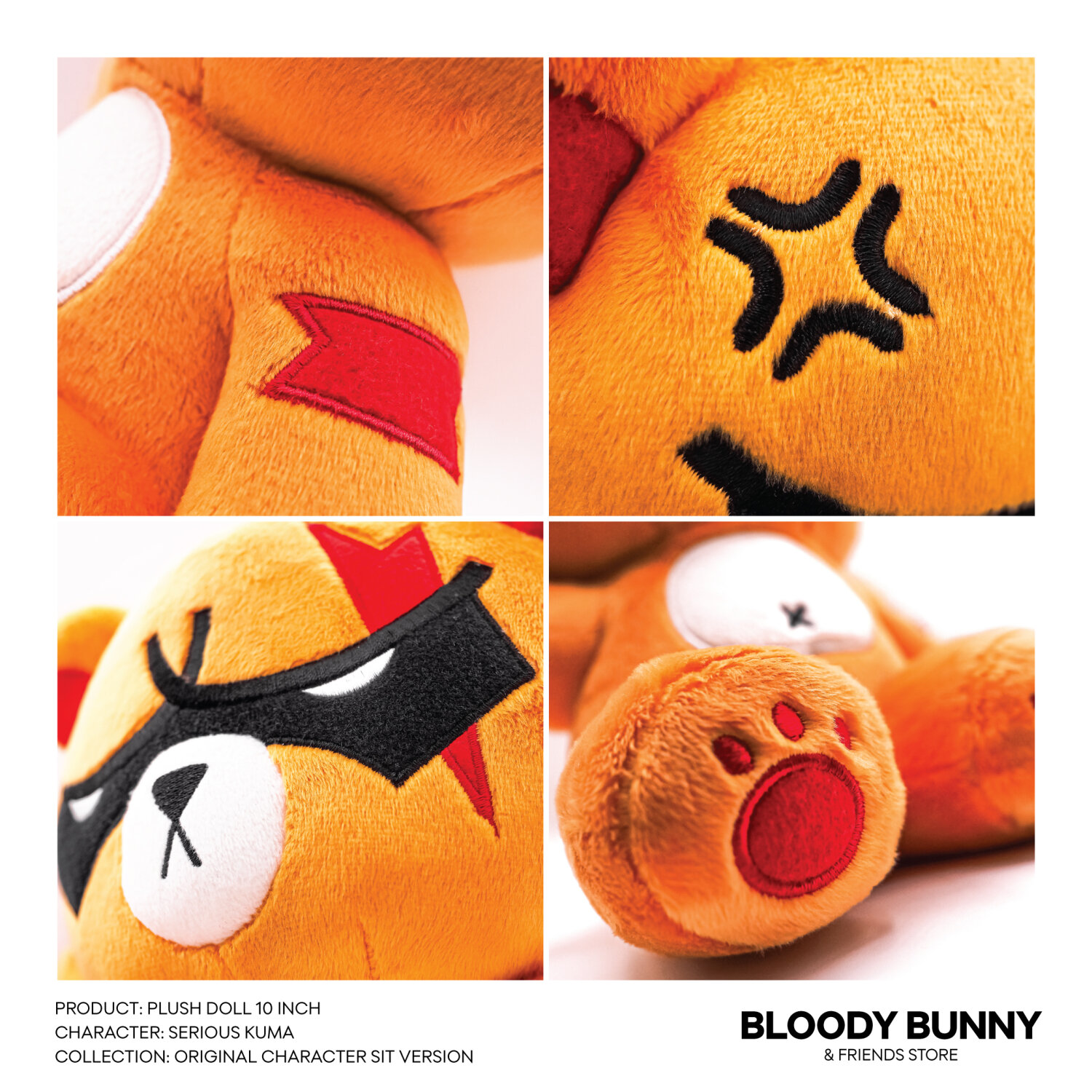SERIOUS KUMA PLUSH DOLL 10 INCH - BLOODY BUNNY STORE