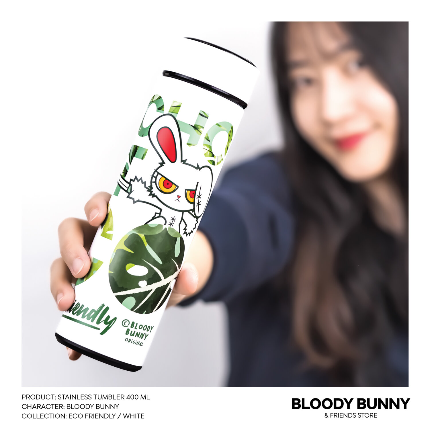 BLOODY BUNNY (ECO FRIENDLY / WHITE) TUMBLER - BLOODY BUNNY STORE