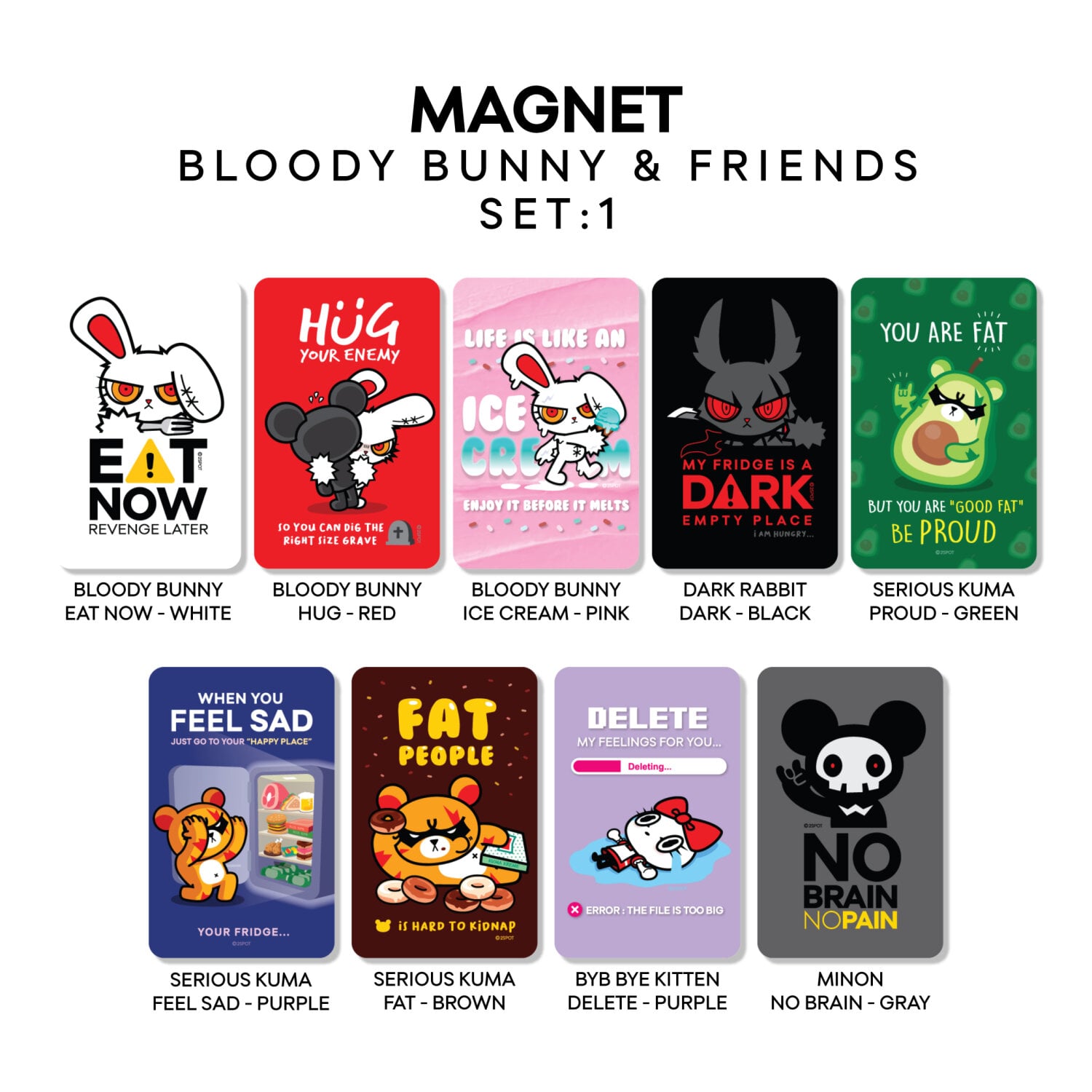 MAGNET BLOODY BUNNY & FRIENDS SET:1 - BLOODY BUNNY STORE