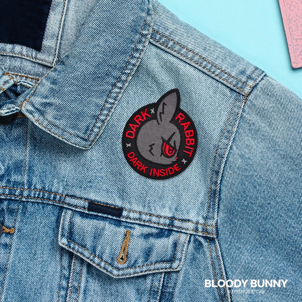 DARK RABBIT ROUND-DARK IRON PATCH - BLOODY BUNNY STORE