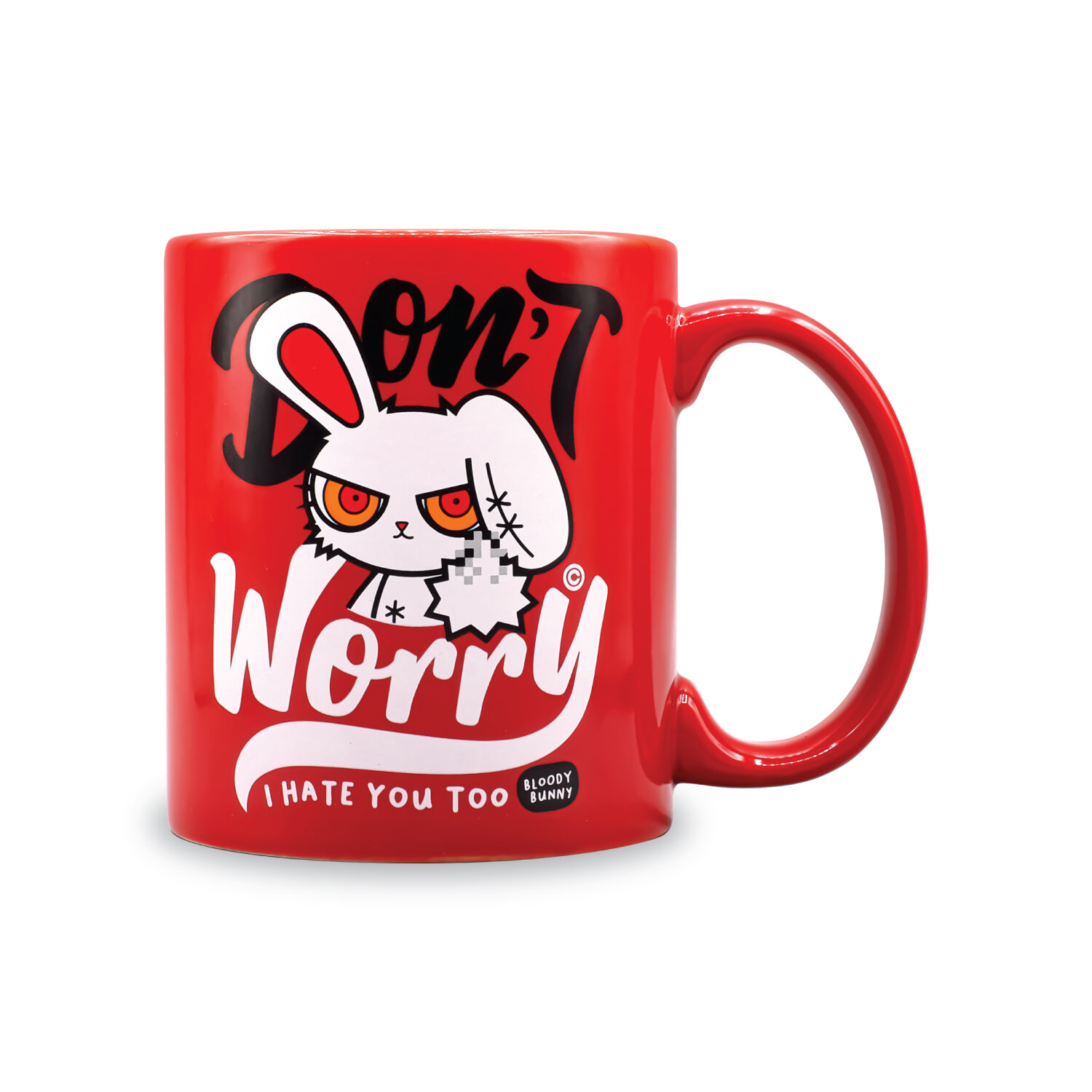 BLOODY BUNNY (DON'T WORRY / RED) CERAMIC MUG - BLOODY BUNNY STORE