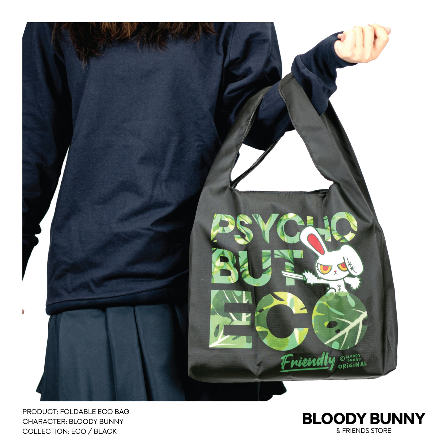 BLOODY BUNNY ECO BAG (BB-ECO-BLACK) - BLOODY BUNNY STORE