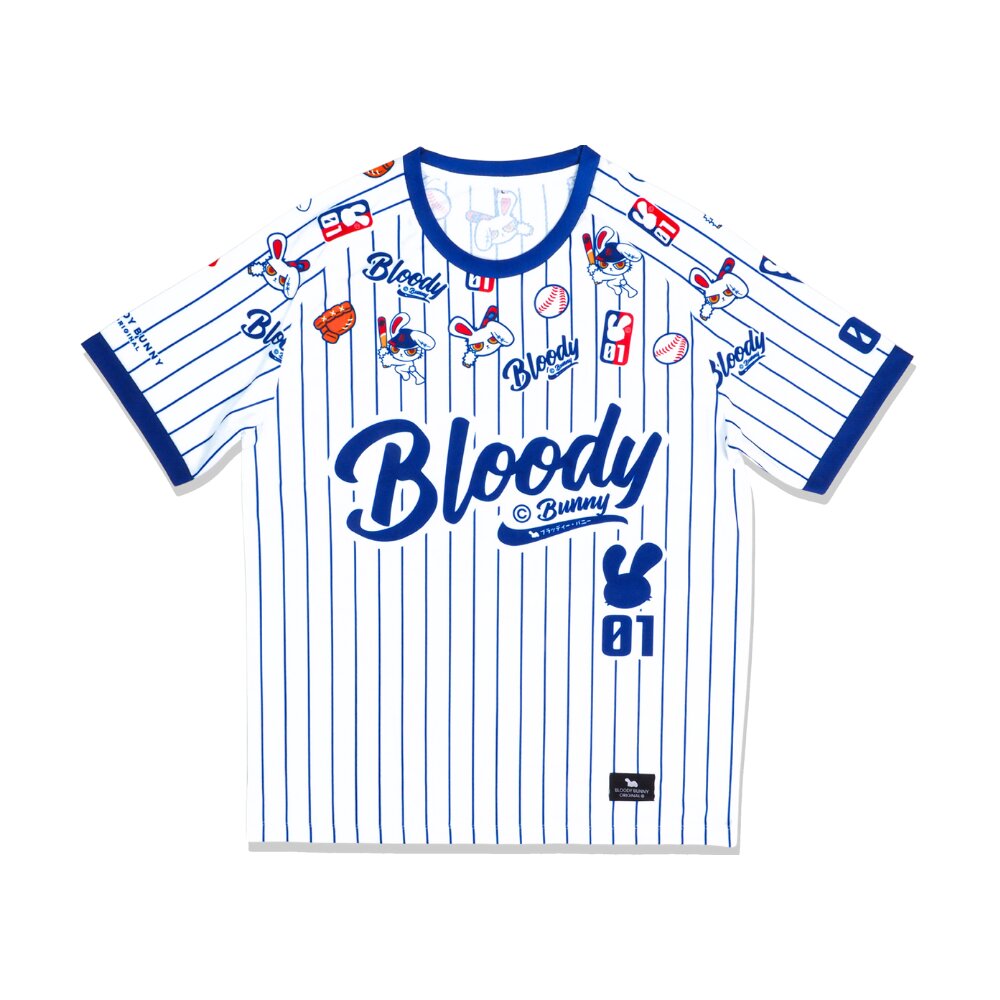 BLOODY BUNNY ICON WHITE BASEBALL TEE - BLOODY BUNNY STORE
