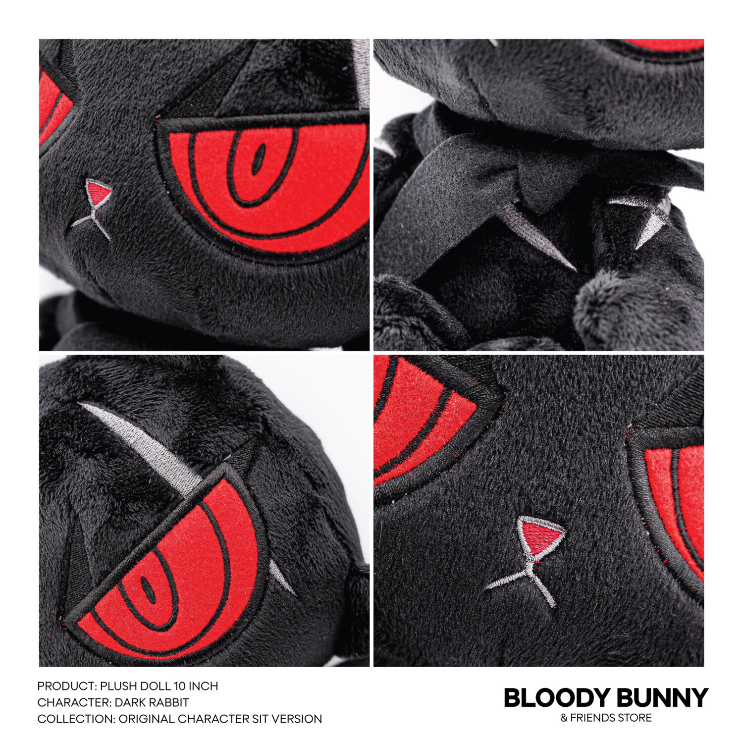 DARK RABBIT PLUSH DOLL 10 INCH - BLOODY BUNNY STORE