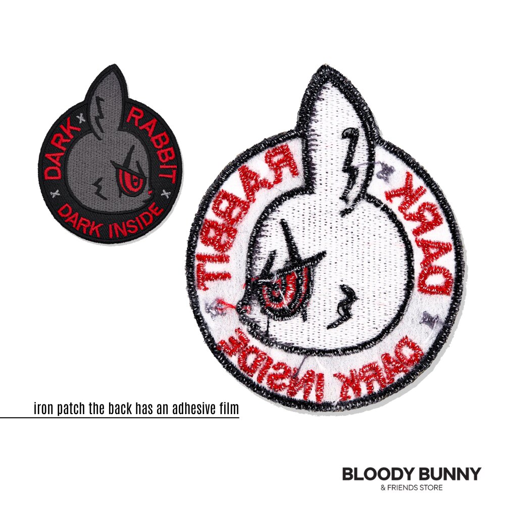 DARK RABBIT ROUND-DARK IRON PATCH - BLOODY BUNNY STORE