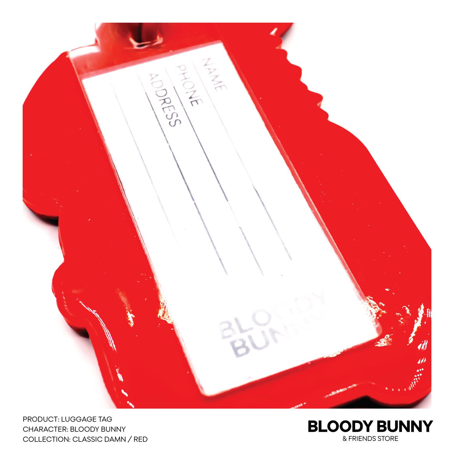 BLOODY BUNNY LUGGAGE TAG (DAMN/RED) - BLOODY BUNNY STORE