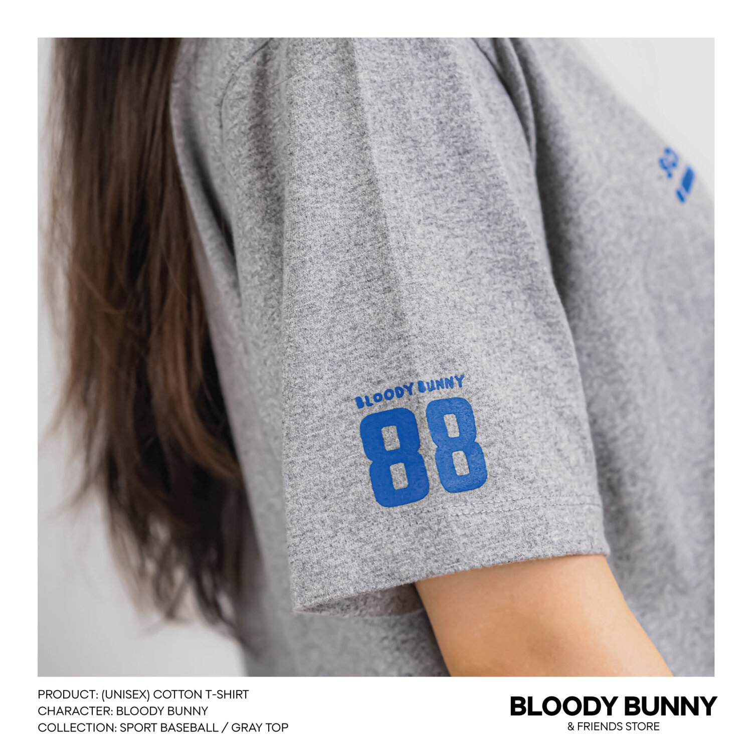 BLOODY BUNNY (SPORT BASEBALL / GRAYTOP) T-SHIRT - BLOODY BUNNY STORE