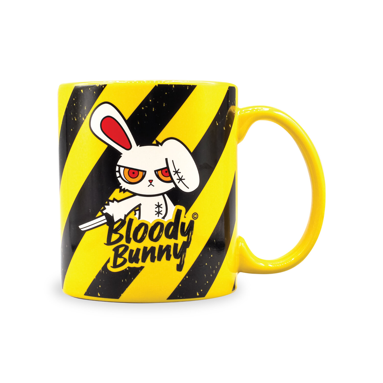 BLOODY BUNNY (WARNING / YELLOW) CERAMIC MUG - BLOODY BUNNY STORE