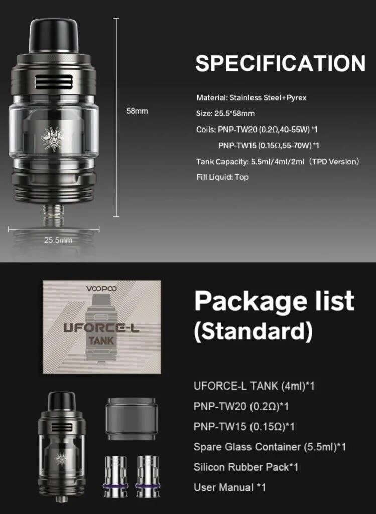 Voopoo UForce-L Tank 4ml - Thaivapes ขายบุหรี่ไฟฟ้า