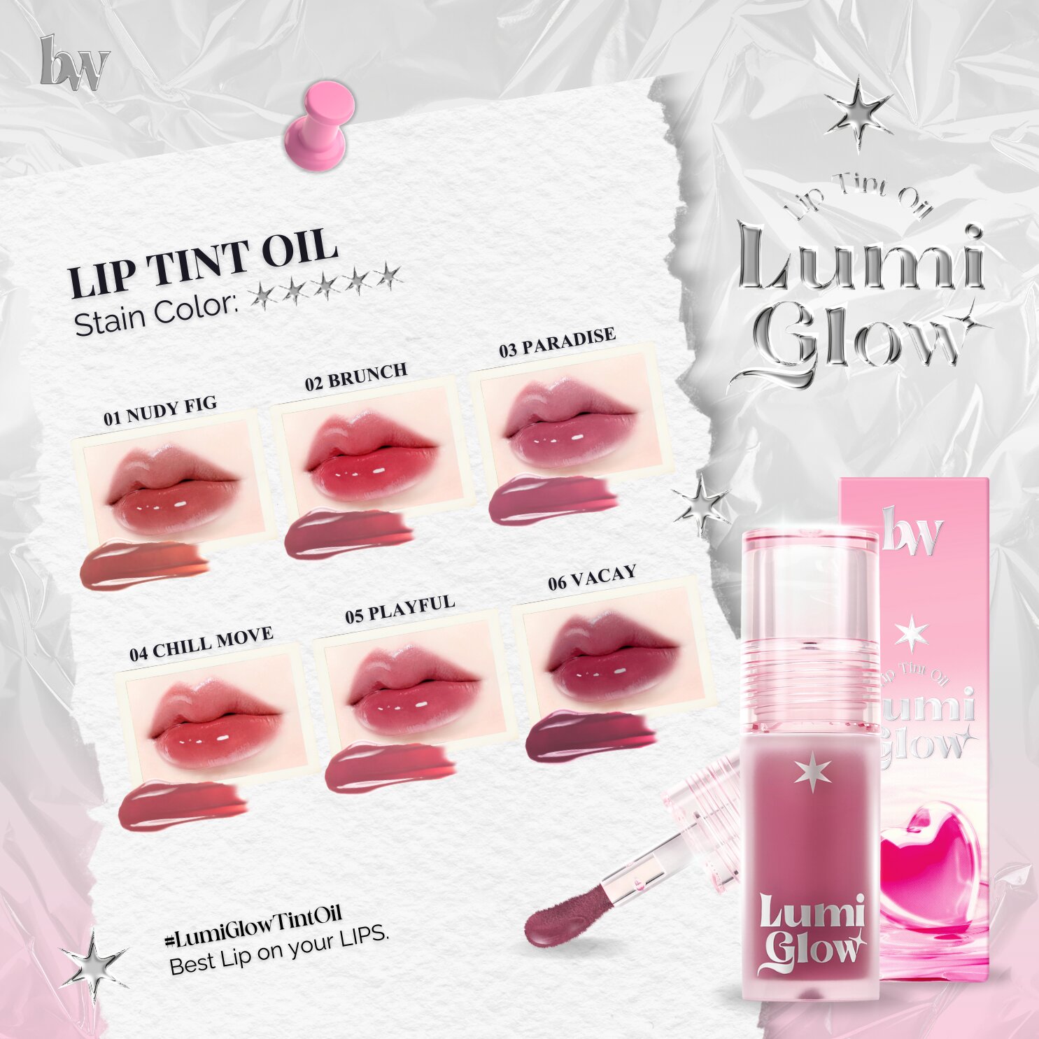 beWiLD Lumi Glow Lip ลิปทิ้นท์ออย สีชัด ติดทน ลิปฉ่ำวาว - beWiLD Cosmetics