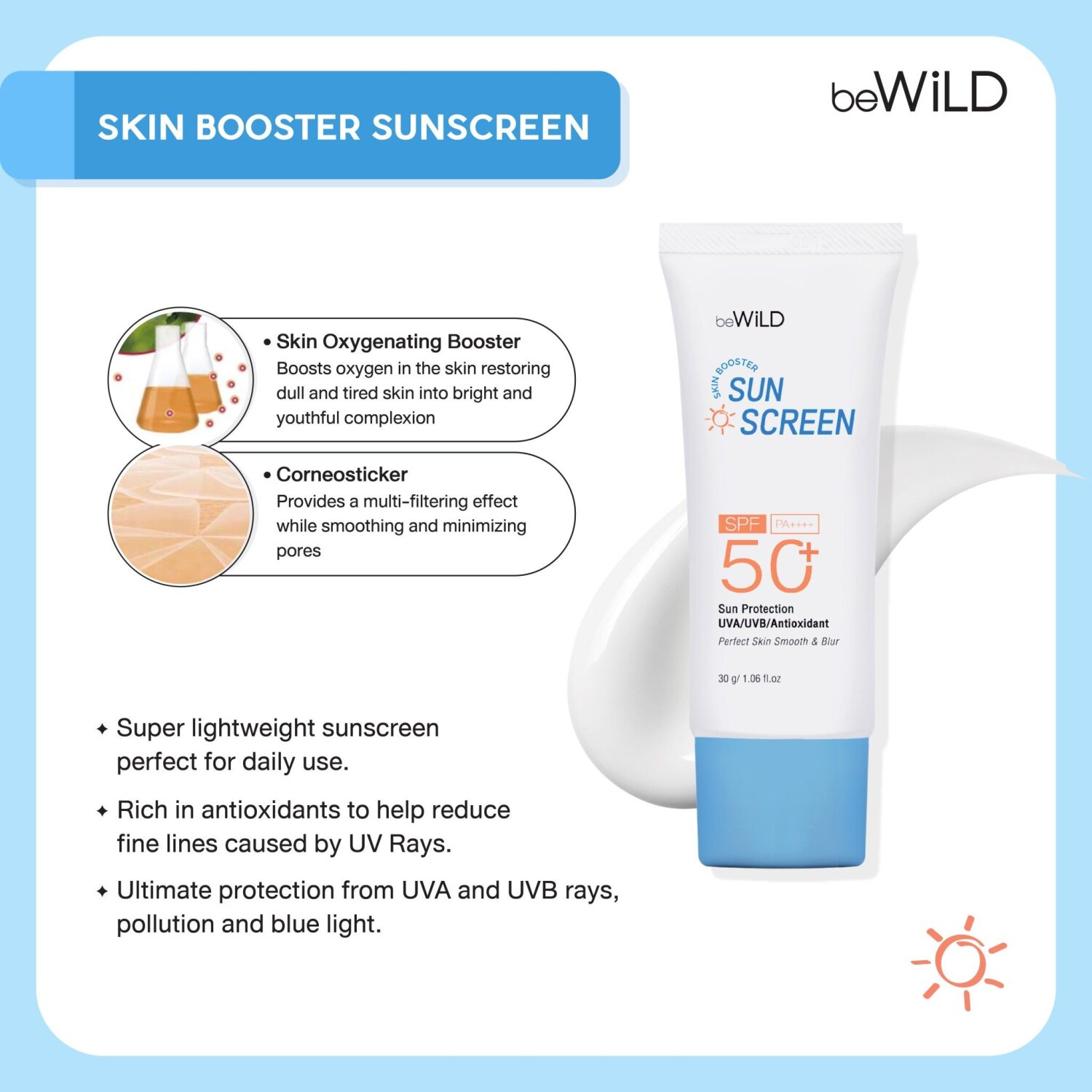 beWiLD Skin Booster Sunscreen SPF50+ PA++++ - beWiLD Cosmetics