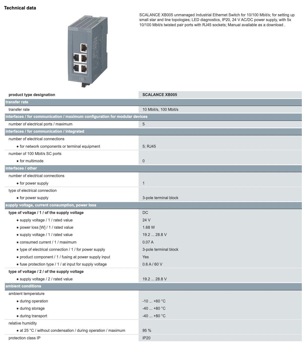 SCALANCE XB005 (6GK5005-0BA00-1AB2) - IBCON