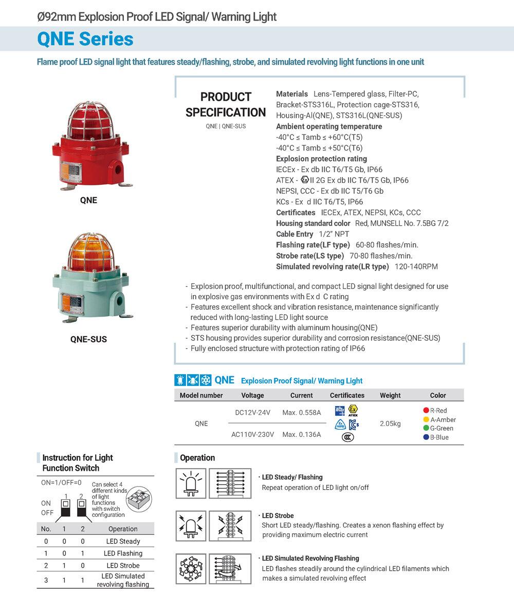 [ QNE ] Ø92mm Explosion Proof LED Signal/ Warning Light/ ATEX Beacon - IBCON