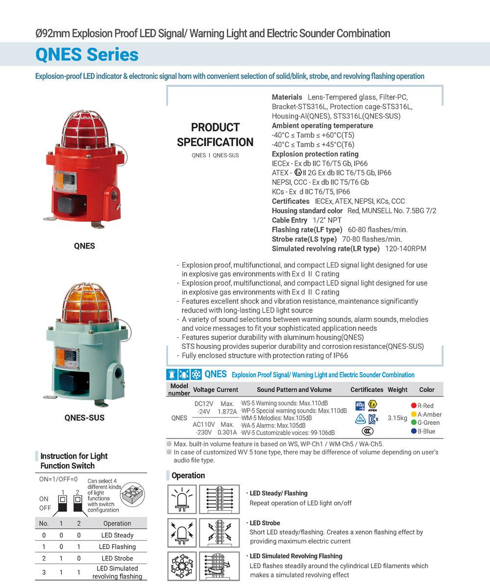 [QNES-WS] Ø92mm Explosion Proof LED Signal/ Warning Light and Electric Sounder Combination ...