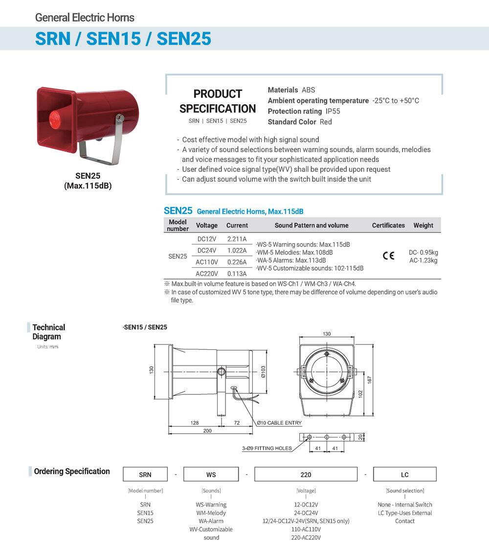 [ SEN25 ] General Electric Horn Max.115dB - IBCON