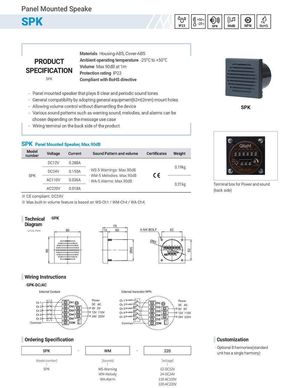 [ SPK ] Panel Mounted Speaker - IBCON