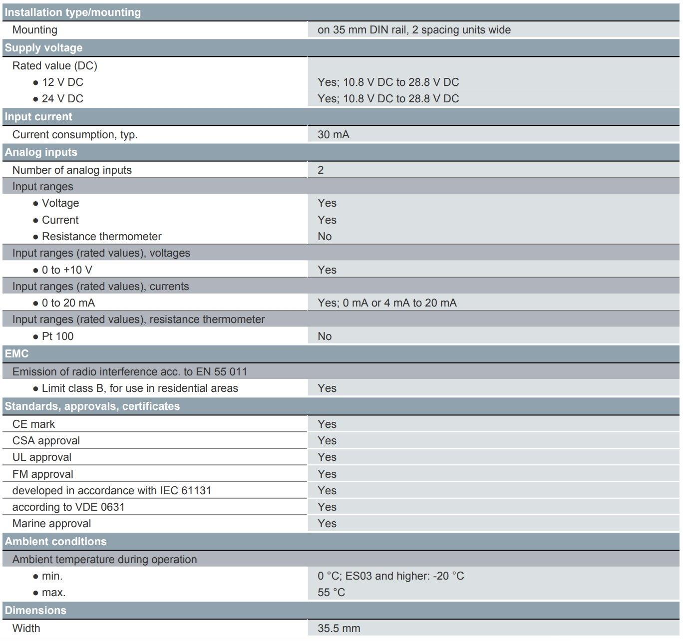 Siemens LOGO! AM2 expansion module, 12/24 VDC, 2AI (6ED1055-1MA00-0BA2 ...
