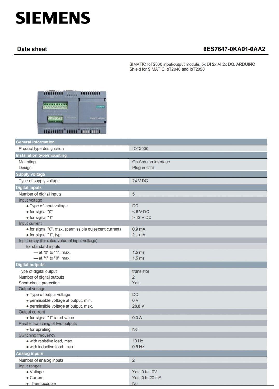 [Pre-Order] SIMATIC IoT2000 input/output module (6ES7647-0KA01-0AA2 ...