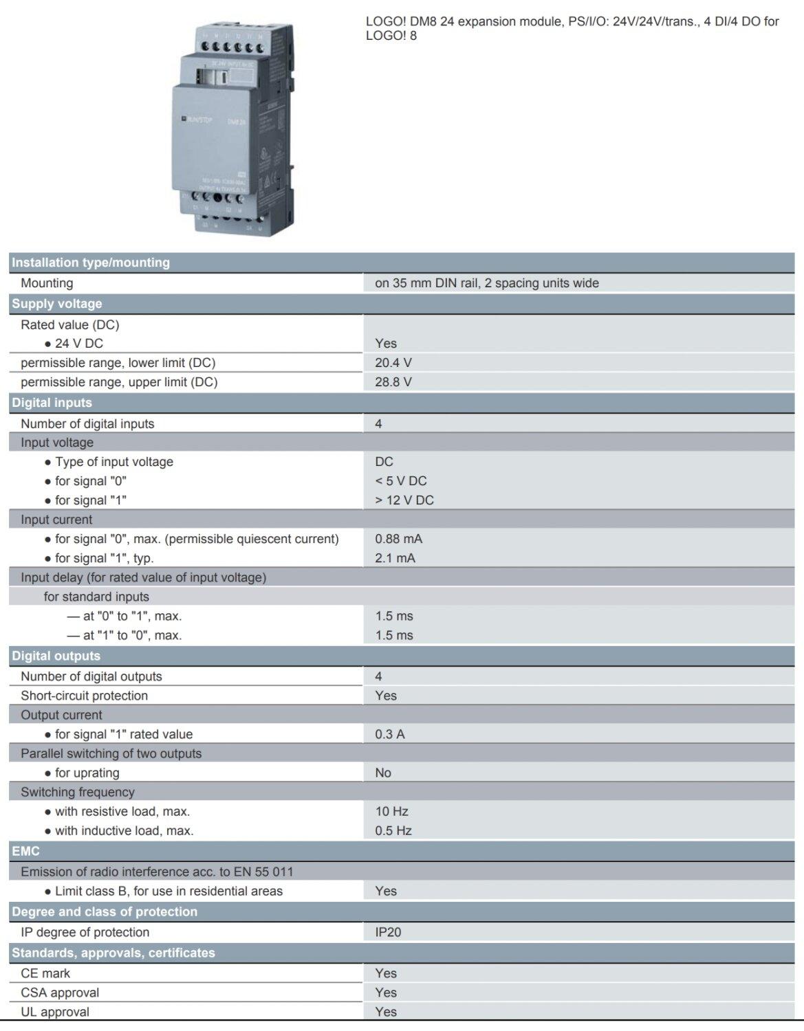 LOGO! DM8 24 expansion module (6ED1055-1CB00-0BA2) - IBCON