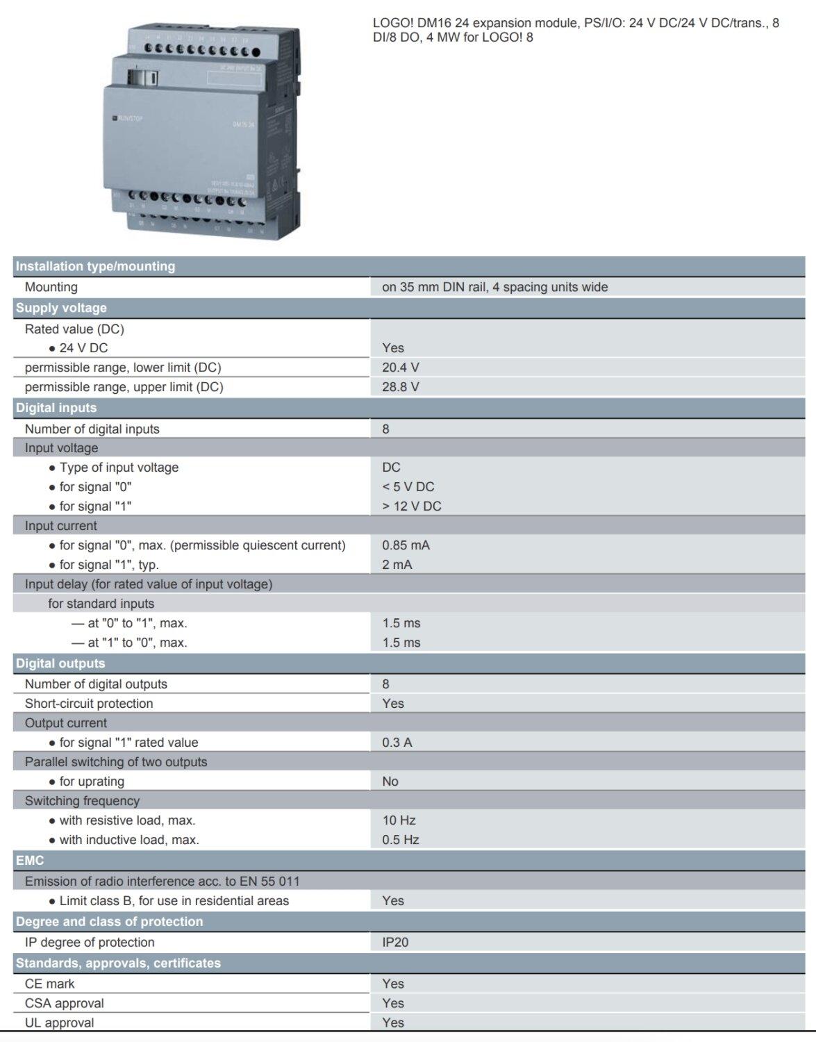 LOGO! DM16 24 expansion module (6ED1055-1CB10-0BA2) - IBCON
