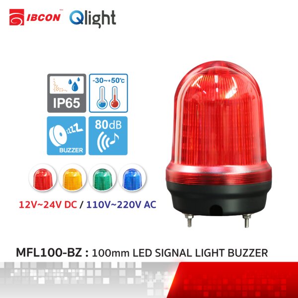 [ MFL100-BZ ] Ø100mm Multiple Function LED Signal Lights with Buzzer ...