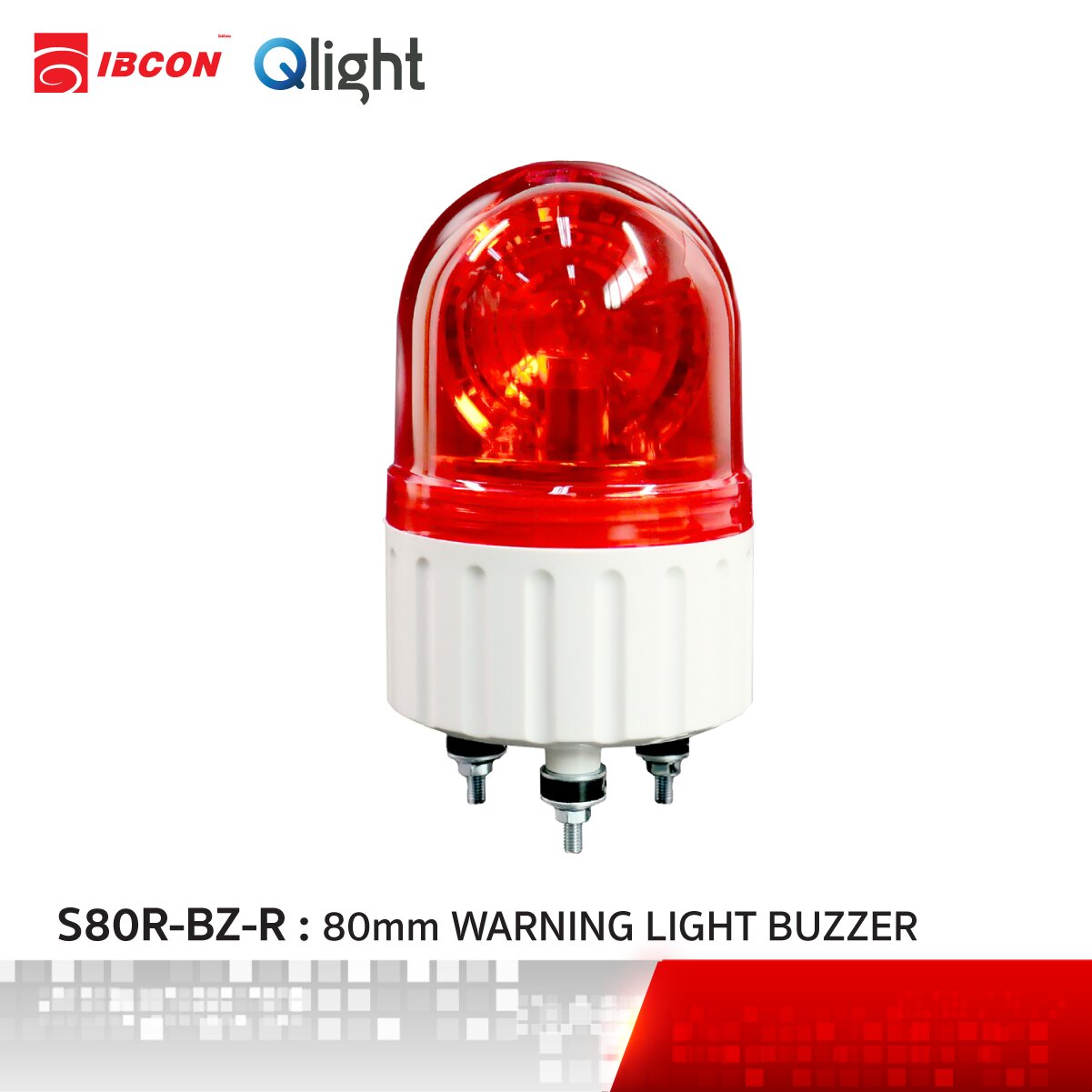 [ S80R-BZ ] Ø80mm Bulb Revolving Warning Light with Buzzer - IBCON