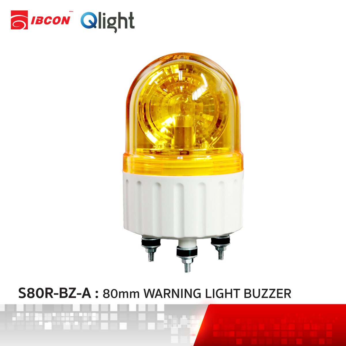 [ S80R-BZ ] Ø80mm Bulb Revolving Warning Light with Buzzer - IBCON