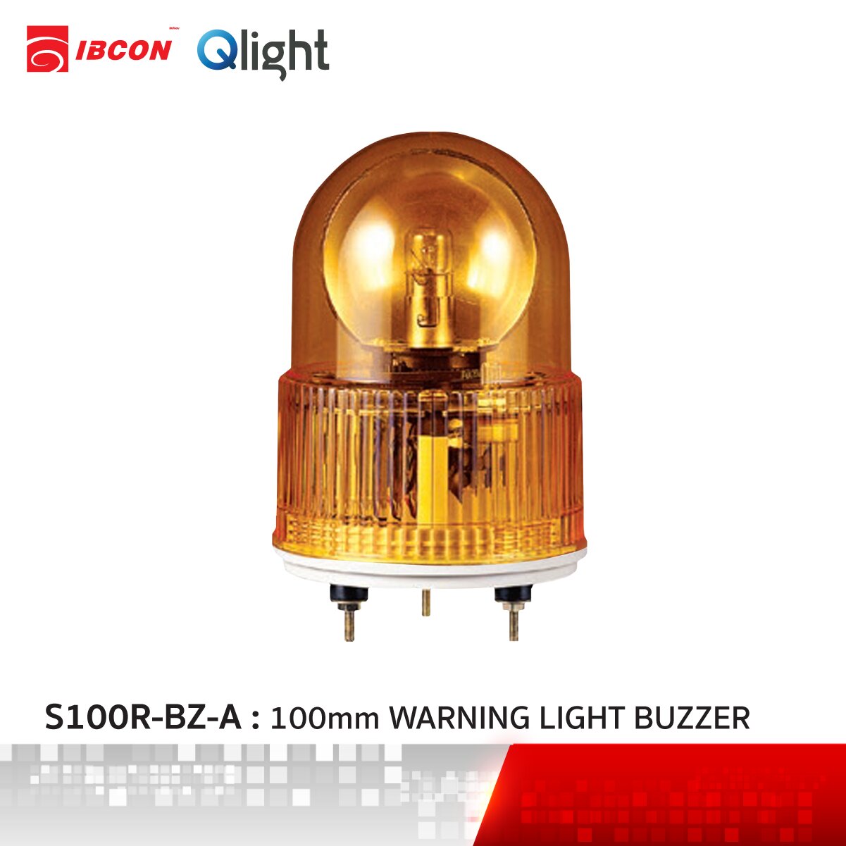 [ S100R-BZ ] Ø100mm Bulb Revolving Warning Light with Buzzer - IBCON