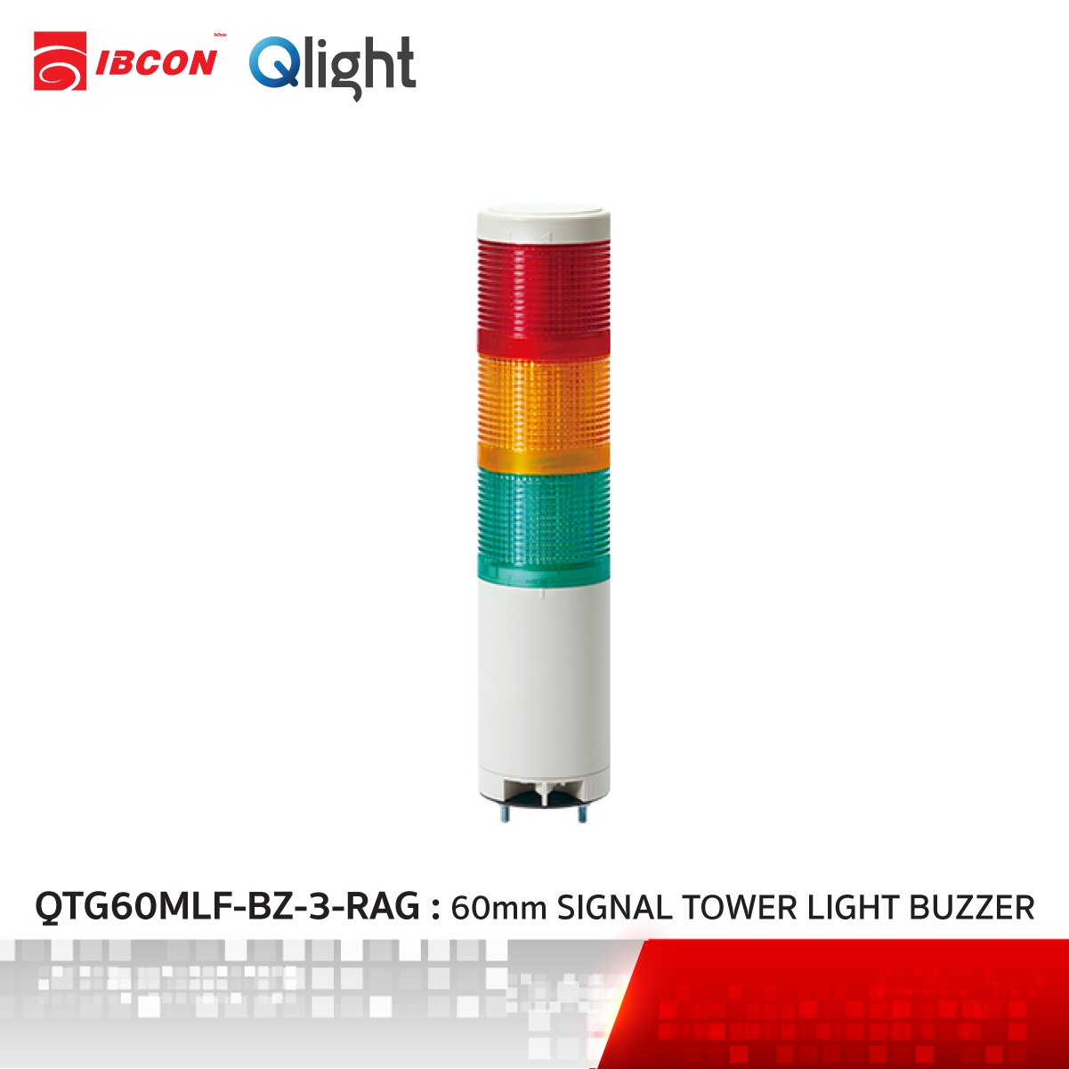 [ QTG60MLF-BZ ] Ø60mm Direct Mount Type LED Steady/Flashing Tower ...
