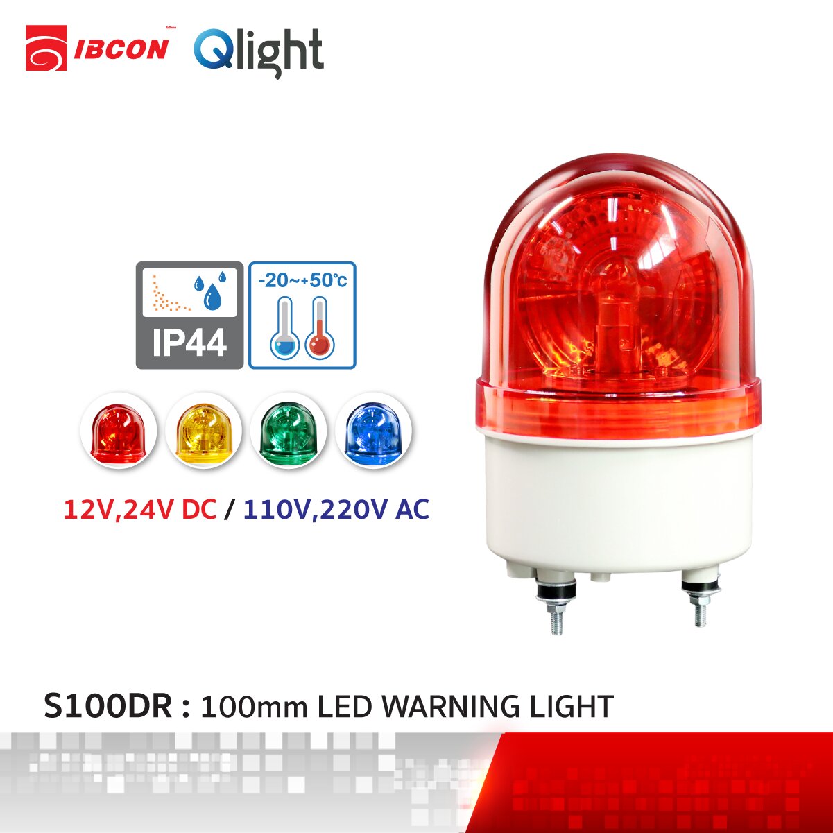 [ S100DR ] Ø100mm LED Revolving Warning Light - IBCON